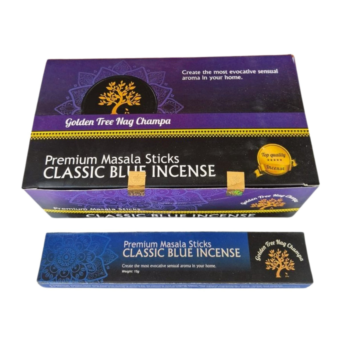 Classic Blue Incense - Golden Tree Nag Champa - 10 Incense Sticks