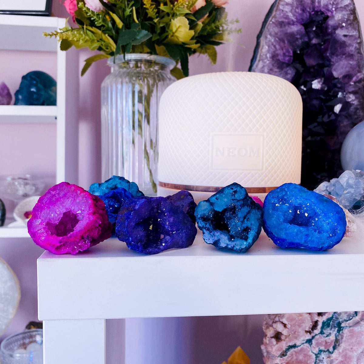 Dyed Quartz Geode Crystal Caves - Pink, Purple, Green + Blue / Purify